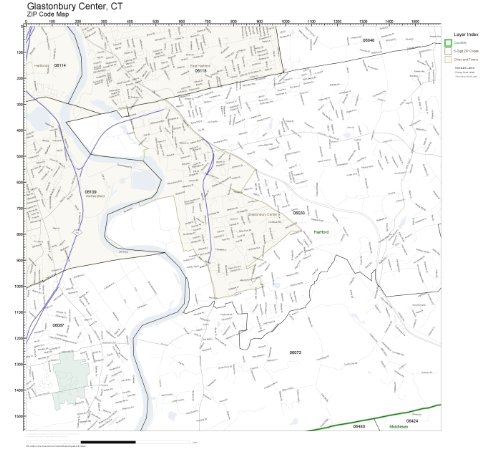 ZIP Code Wall Map of Glastonbury Center, CT ZIP Code Map Laminated ...