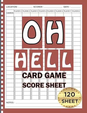 Amazon.com: Oh Hell Card Game Score Sheets: Large Size Score Recording ...