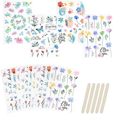 Amazon.com: WANDIC 12 Packs 24 Sheets Rub On Transfer Stickers, Flower ...