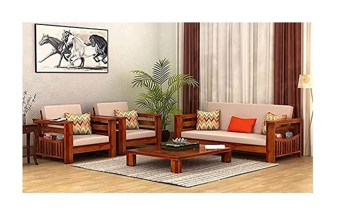 Kohinoor Steel & Wooden Furniture5 Seater Sofa Set for Living Room ...