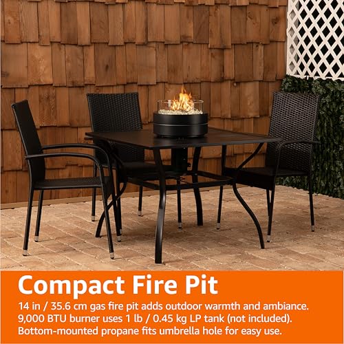 Amazon Basics 14-Inch 9,000 BTU Round Tabletop Propane Gas Fire Pit ...