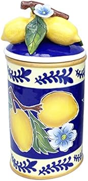 Amazon.com: Blue Sky Ceramic 17499 Lemon Canister, Small, Multicolor ...