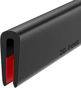 20FT U Channel Rubber Edge Trim Black Vinyl Edge Trim, Self-Adhesive ...