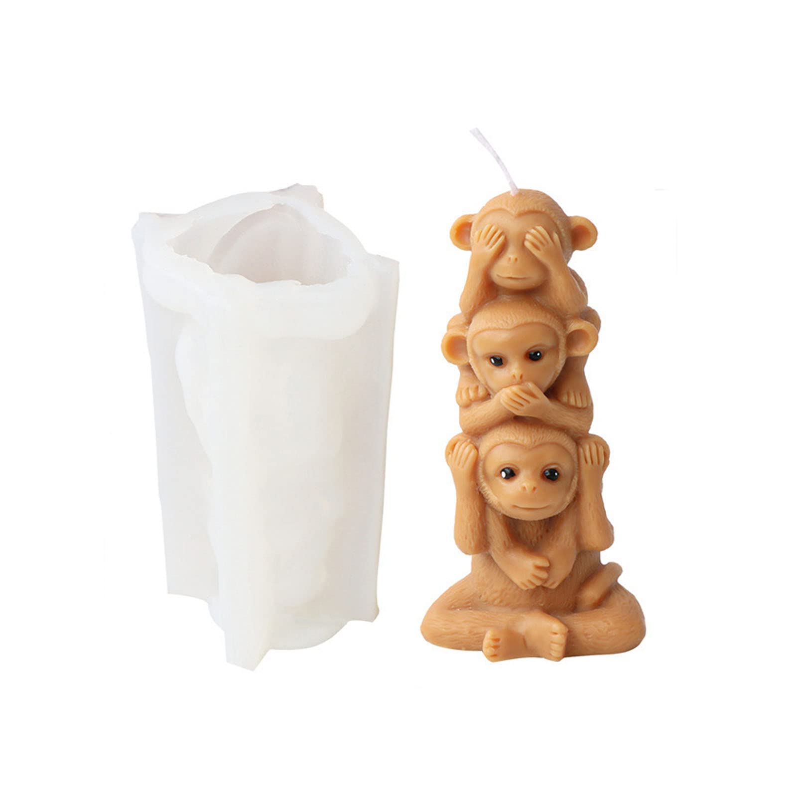 Xidmold Stacking Monkey Candle Mould, 3D Monkey Silicone Mould for ...