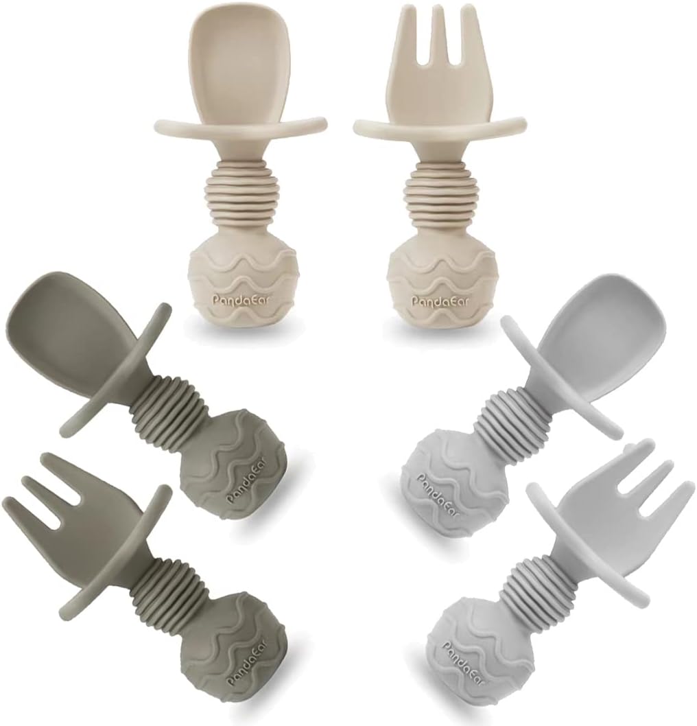 Amazon.com: SHARE&CARE 2 Pack Silicone Baby Spoons and Fork Feeding Set ...
