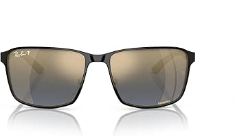 Amazon.com: Ray-Ban RB3721CH Chromance Square Sunglasses, Black On Gold ...