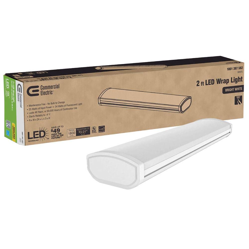 Snapklik.com : Commercial Electric Low Profile 2 Ft. White 1800 Lumens ...