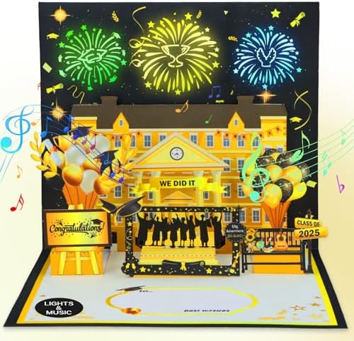 FaCraft Pop Up Graduation Card 2025 Musical - Lights & Music Congrats ...