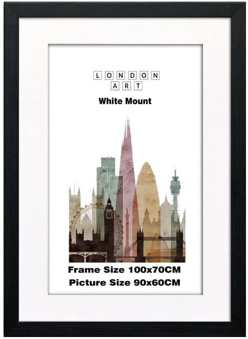 London Art Black Picture Frames with White Mount 100x70cm(90x60) Wall ...
