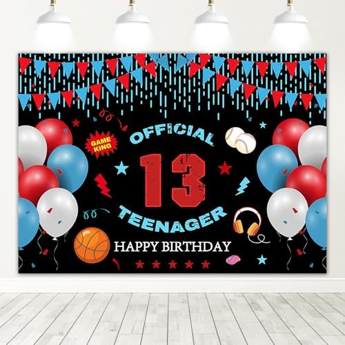 Amazon.com : Mocsicka Happy 13th Birthday Backdrop Official Teenager 13 ...