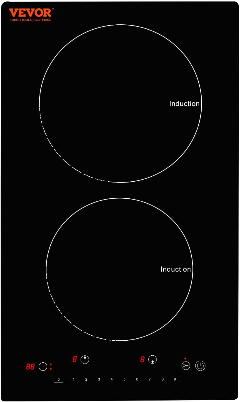 Amazon.com: VEVOR Electric Cooktop, 2 Burners, 12'' Induction Stove Top ...