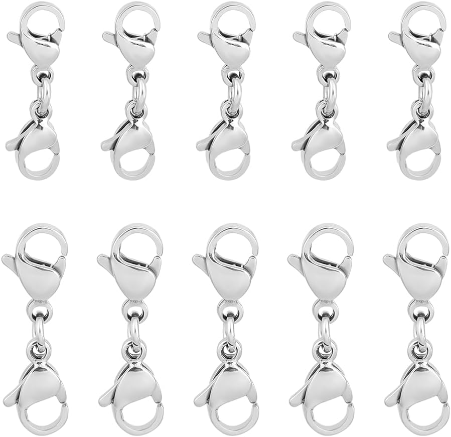 Amazon.com: UNICRAFTALE 20 Pcs 2 Sizes Double Lobster Clasp Extender ...