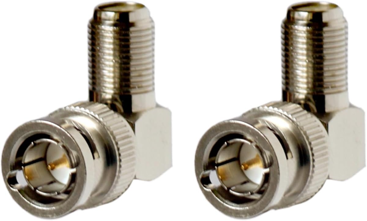 Amazon | BNCコネクター L字 BNCP-F変換 BNCオスーF変換 75Ω 防犯カメラ (2個) | ノーブランド品 | 変換アダプター・変換プラグ