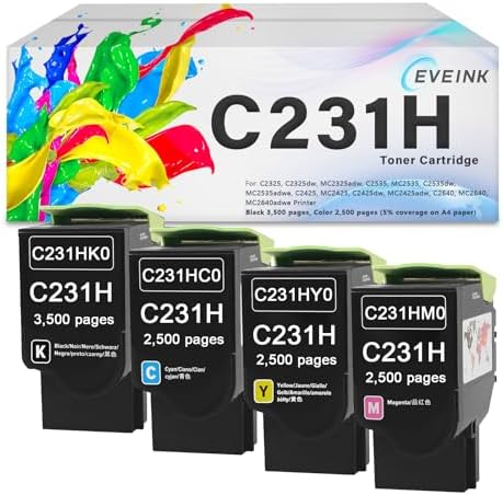 Amazon.com: High Yield C231H C2325H Toner Cartridge C231HK0 C231HC0 ...