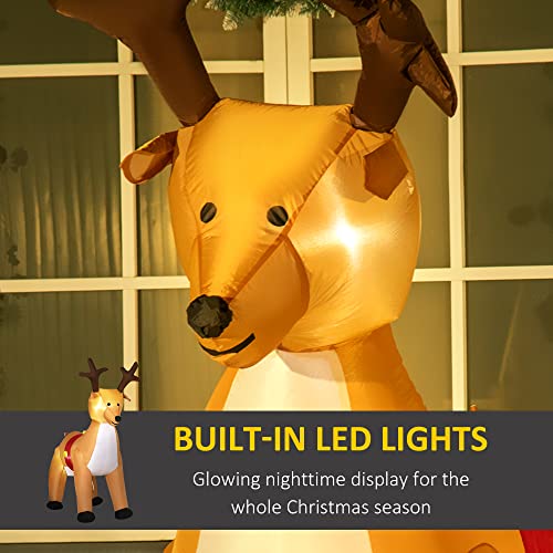 HOMCOM 6ft Christmas Inflatable Reindeer Decoration Xmas Indoor Outdoor ...