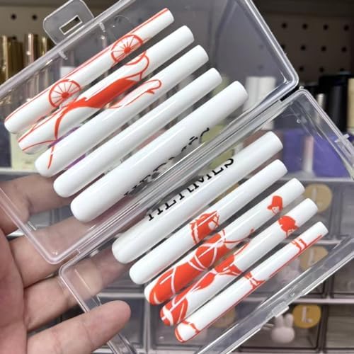 Amazon.com: FRUJCDKI Hand-Painted Press On Nails,Glue On Nails Extra ...