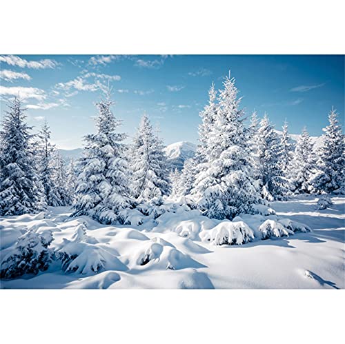 Ttincceer Snow Winter Backdrop 8x4ft Pine Forest Snow Mountain Snowy ...