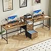 Amazon.com: GYIIYUO 93'' Two Person Desk with Charging Station, Long ...