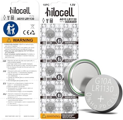 Amazon.com: LR1130 AG10 Battery 1.5V Long-Lasting Alkaline Button Cell ...