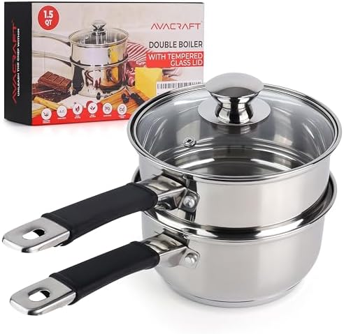 Amazon.com: AVACRAFT 18/8 Stainless Steel Double Boiler, 1.5 Quart ...