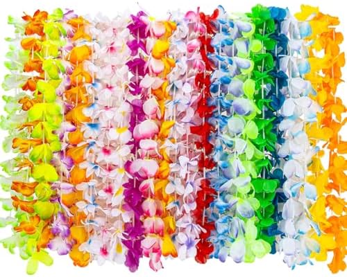 Amazon.com: Joyin Toy 24 Counts Hawaiian Leis Bulk, Tropical Flower Lei ...