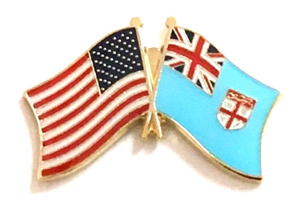 Amazon.com: Pack of 3 Fiji & US Crossed Double Flag Lapel Pins, Fijian ...