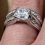 Amazon.com: MABELLA 925 Sterling Silver Cubic Zirconia Princess Cut Women's Wedding Engagement ...