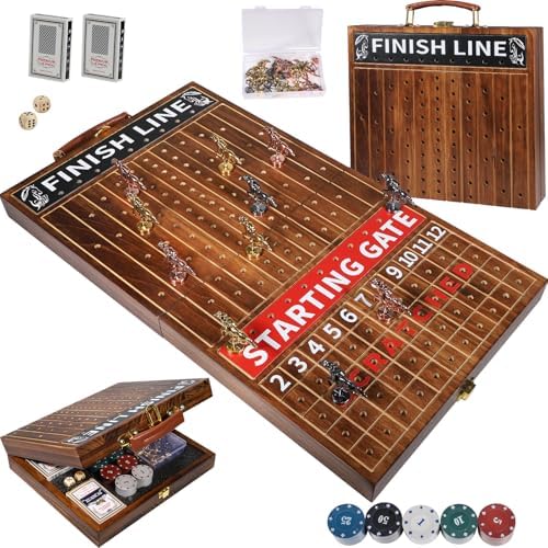 Amazon.com: Grhonior Wooden Finish Line Horse Racing Board Game ...