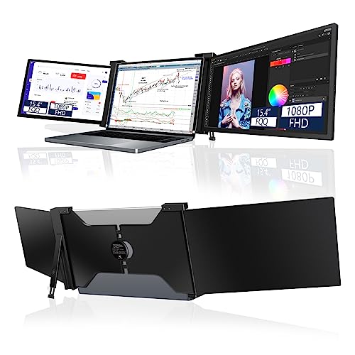 Amazon.com: 15.4” Triple Portable Monitor for 15.6-18.5” Laptops, 1080P ...