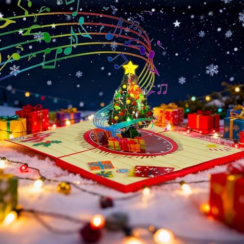 Amazon.com: Musical Christmas Card with RGB Colorful Lights, 3D Pop-Up ...