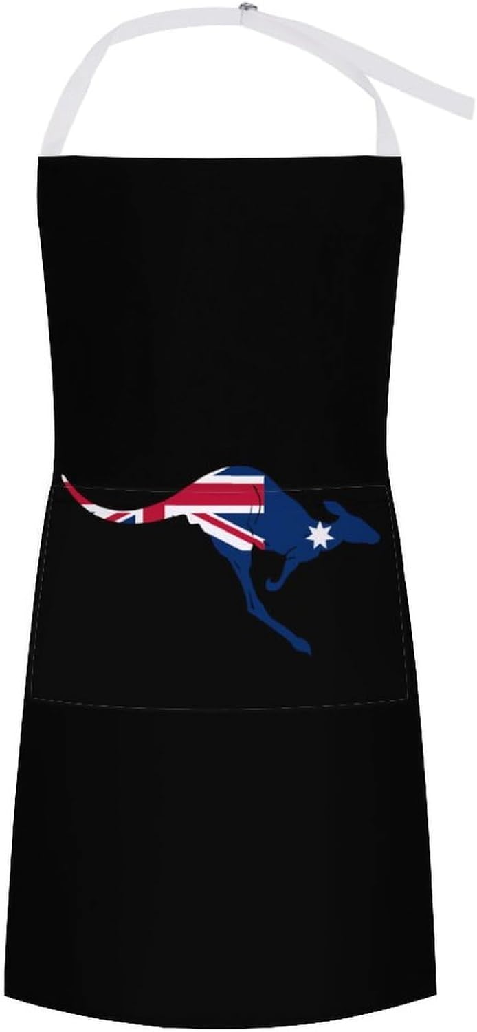 Amazon.com: Australian Flag Kangaroo Kitchen Cooking Apron for Adults ...