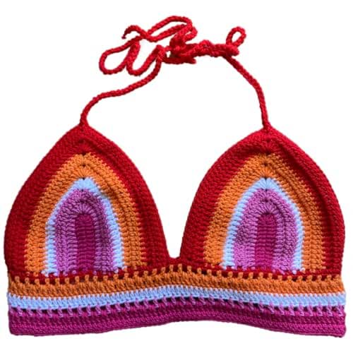 Amazon.com: LGBTQ Pride Crochet Crop Top, Handmade Rainbow Pride Month ...