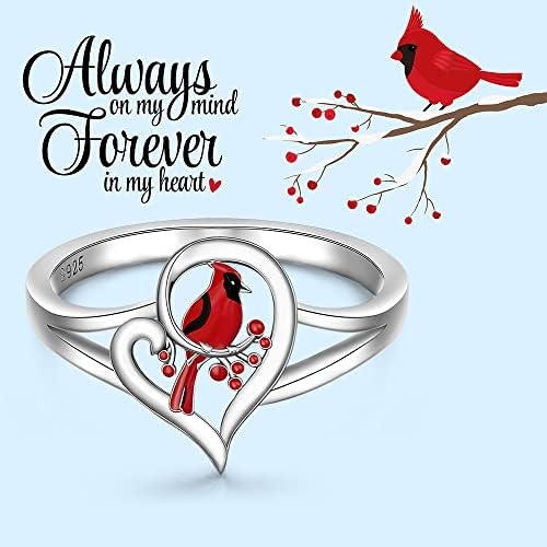 Amazon.com: Sterling Silver Cardinal Ring Red Cardinal Rings for Women ...