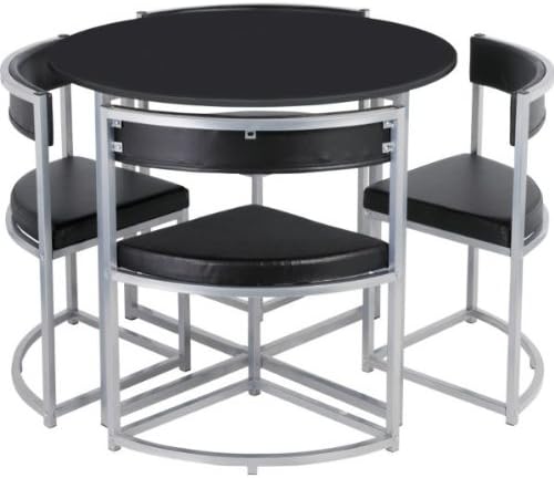 Essentialz Hygena Milan Space Saver Table and 4 Chairs - Black with ...