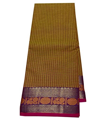 Buy Women's, Chettinad Cotton Sarees, Small Checked Zari Border Without ...