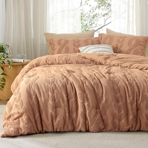 Amazon.com: Bedsure Twin/Twin XL Comforter Set Taupe, Boho Tufted ...