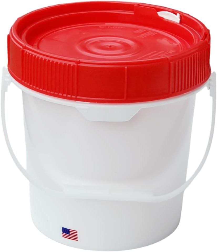 Amazon.com: 1 Gallon Bucket Pail with Lid PolyEthylene Plastic (HDPE ...