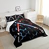 Amazon.com: Neon Red Blue Lightsaber Comforter Set Queen Size Geometric ...