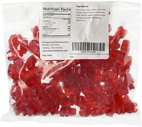 Amazon.com : Red Wild Cherry Gummi Gummy Bears Candy 1 Pound Bag ...