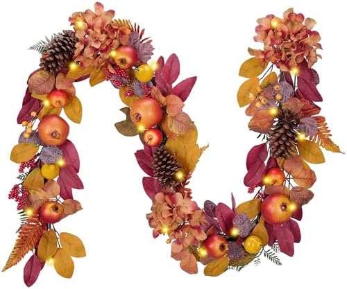 Amazon.com: DecorbyHannah Fall Garland with Lights, 6 ft Artificial ...