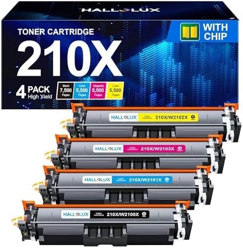 Amazon.com: HALLOLUX 210X 210A Toner Cartridges 4 Pack (with Chip ...