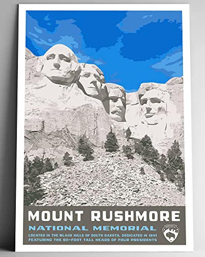 Amazon.com: Mount Rushmore National Memorial Vintage-Style Travel Poster - 8x10-12x18-18x24 ...