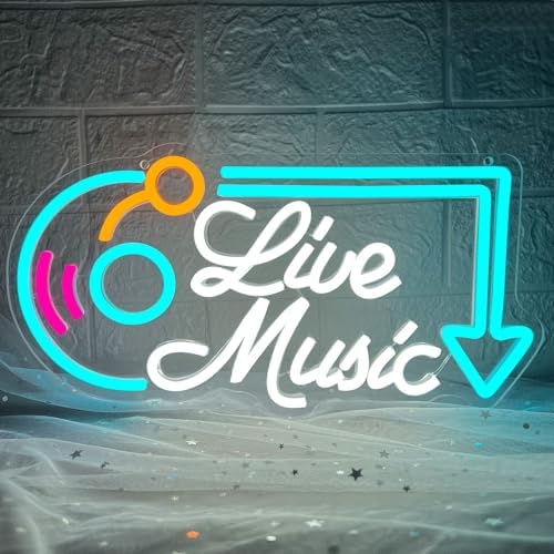 Amazon.com : Music Live Led Neon Signs - Handcrafted Led Signs 17 * 11 ...