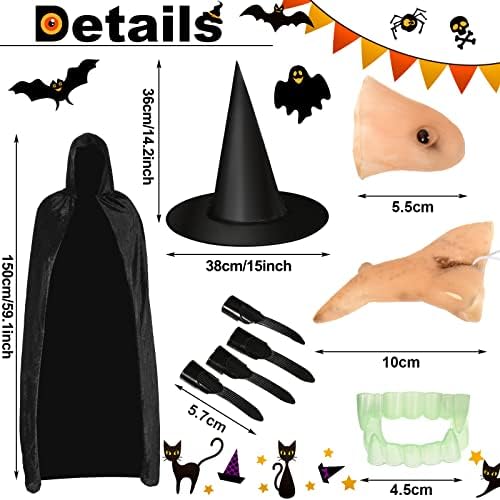 Amazon.com: 16 Pcs Halloween Witch Costume Sets Include Retractable ...