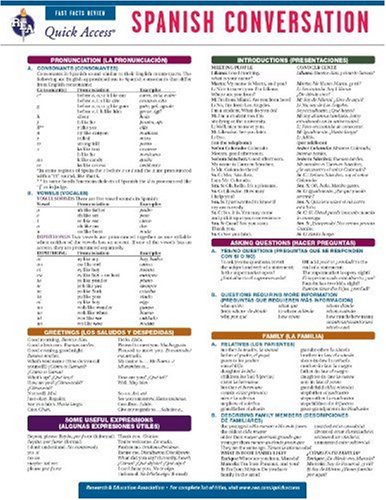 Amazon.com: Spanish Conversation - REA's Quick Access Reference Chart ...