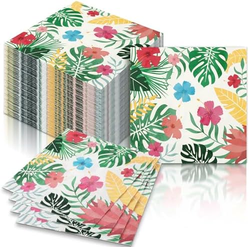 Amazon.com: Feifeiya 60 Pcs Hawaiian Cocktail Paper Napkins 6.5 x 6.5 ...