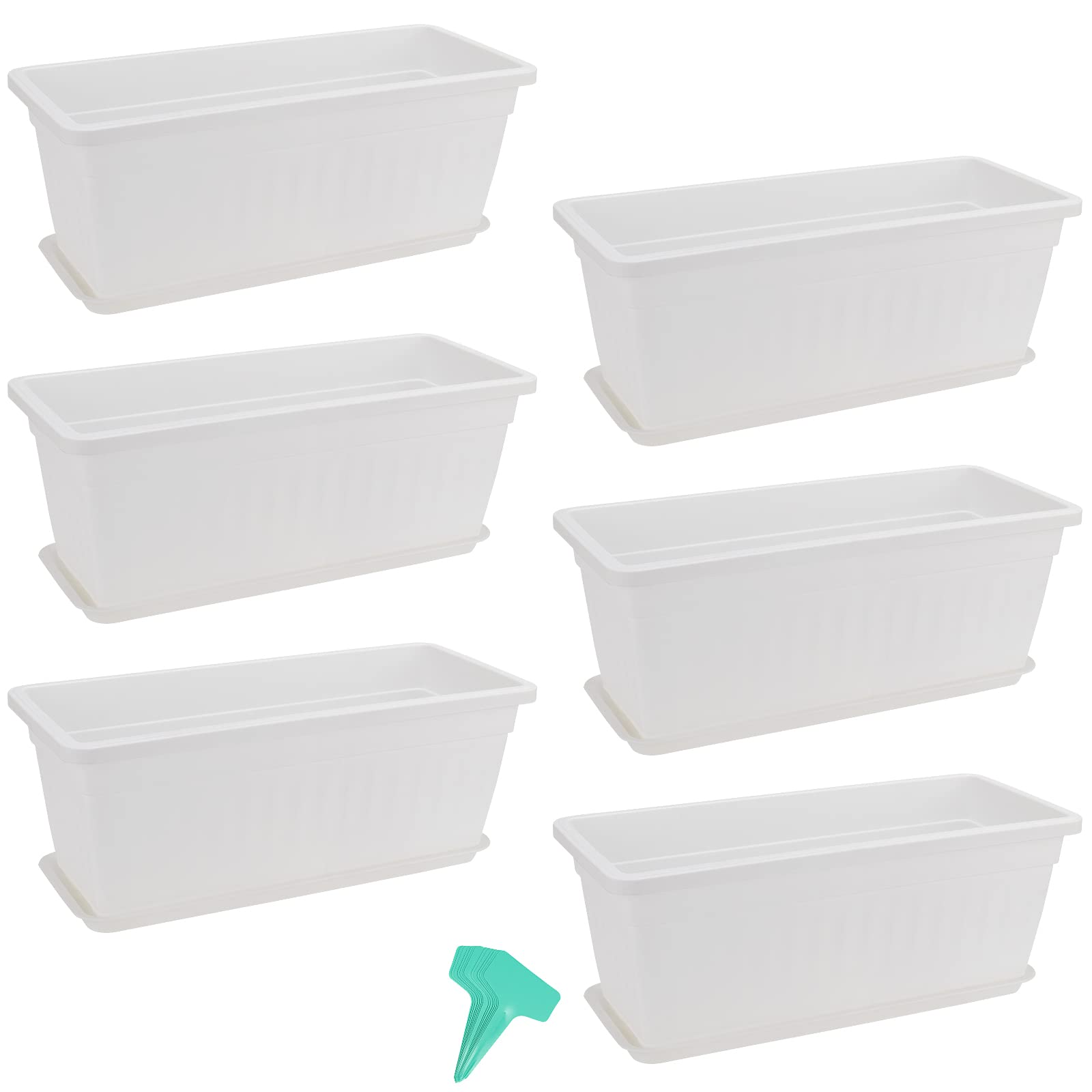 PINGEUI 6 Pack 43cm Plastic Window Box Planter, Rectangular Windowsill ...