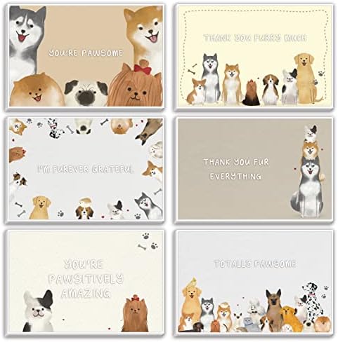 48 Dog Thank You Card Set, Dog Pun Note Cards Pack with Envelopes ...