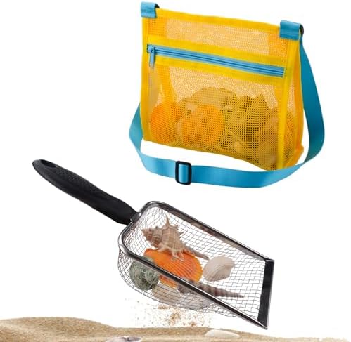 Amazon.com: U-Zimikee Beach Mesh Shovel with Mesh Beach Bag Shell Bags ...