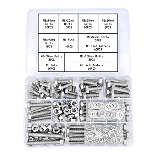 Snapklik.com : PGMJ 240 Pieces 8 Size Metric 304 Stainless Steel M8 ...